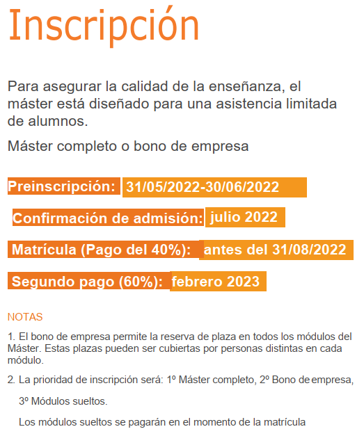 Precios Máster – ISA Sección Española